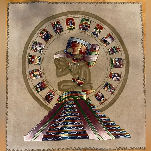 Art | Mayan Calendar On Suede 17x17 Beautiful Colors | Poshmark